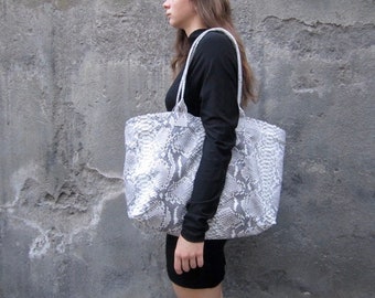 Natural Python Leather Soft Tote Bag Slouchy Leather Tote Bag | Etsy