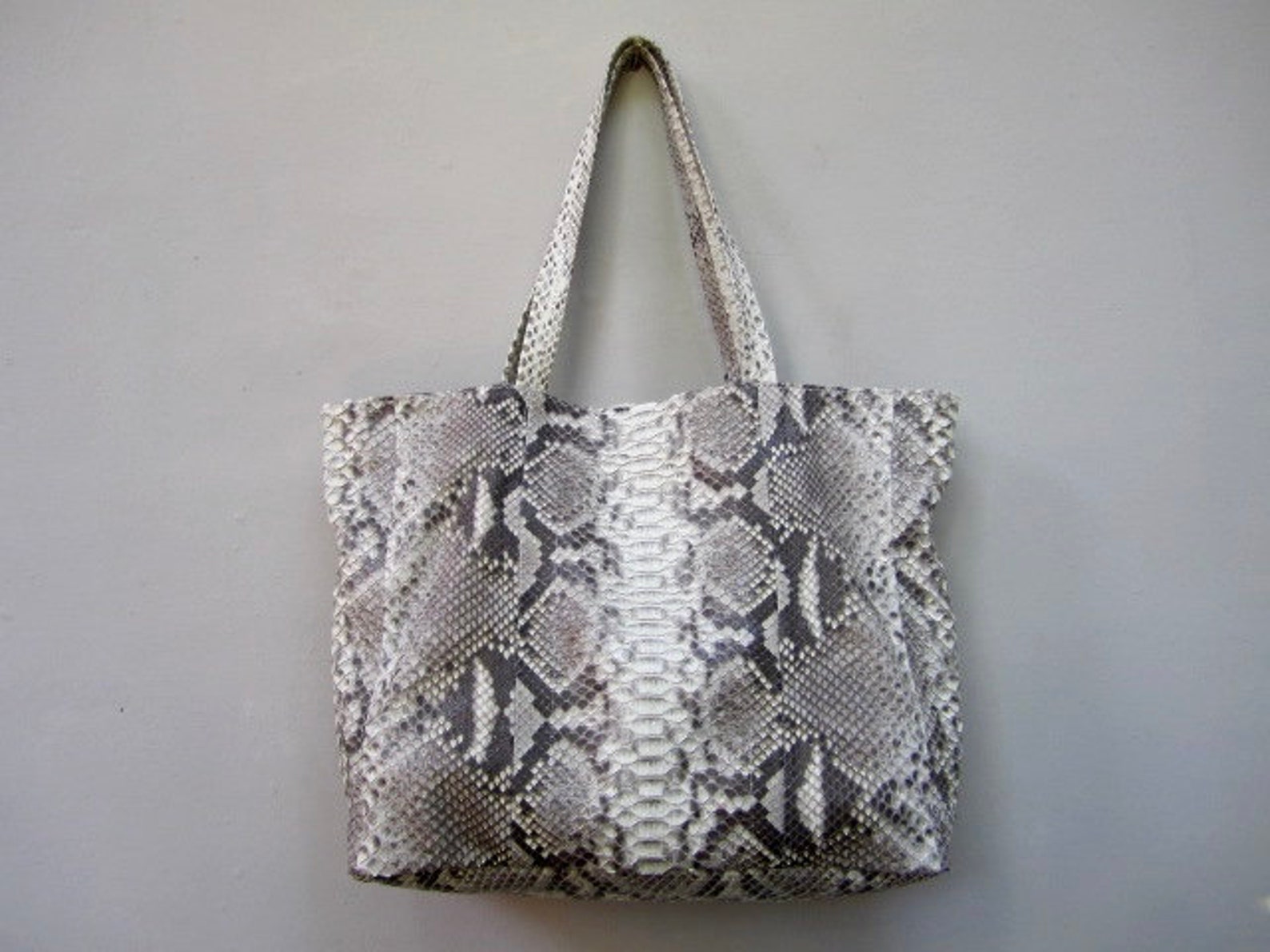 Natural Python Leather Soft Tote Bag Slouchy Leather Tote Bag | Etsy