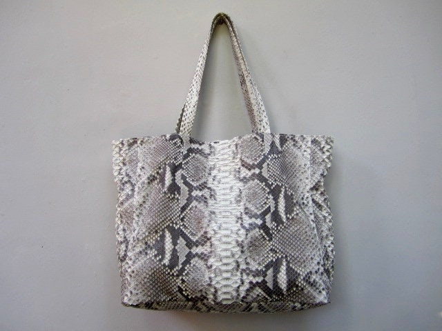 Natural Python Leather Soft Tote Bag Slouchy Leather Tote Bag | Etsy