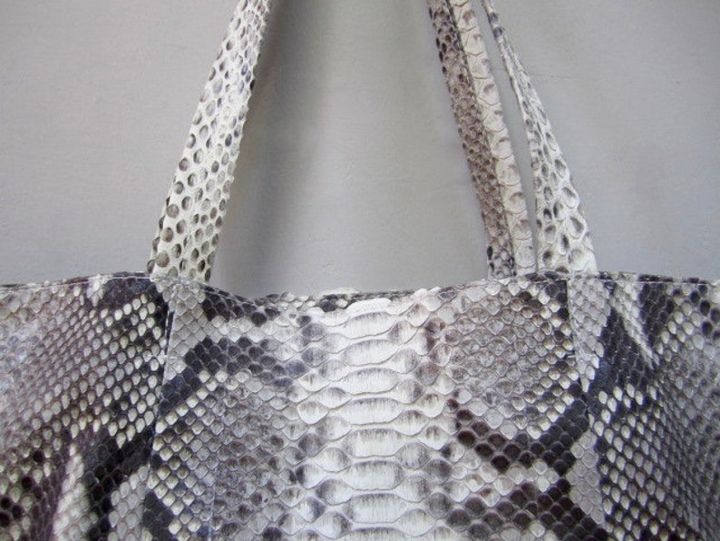 Natural Python Leather Soft Tote Bag Slouchy Leather Tote Bag | Etsy