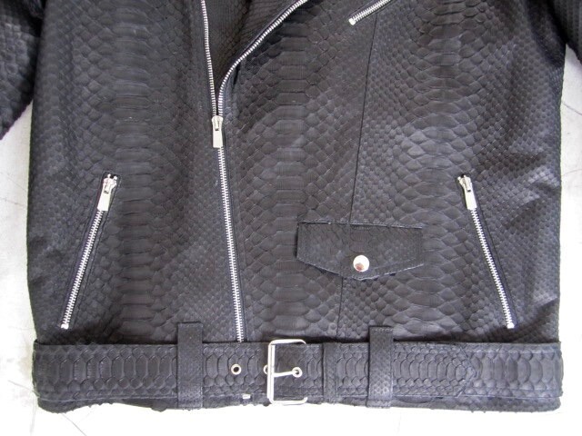 Matt Black Python Leather Biker Jacket Men Leather Moto | Etsy