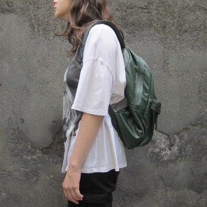 Dark Green Soft Leather Slouchy Backpack Unisex Backpack - Etsy