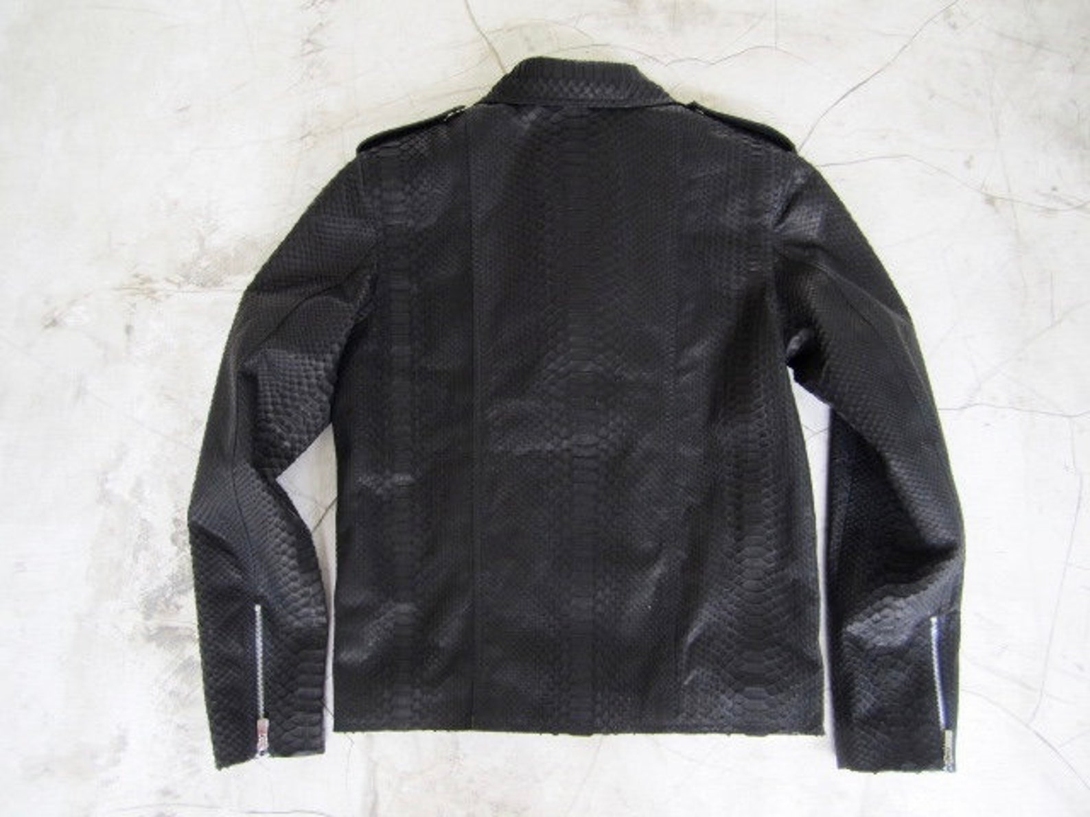 Matt Black Python Leather Biker Jacket Men Leather Moto | Etsy