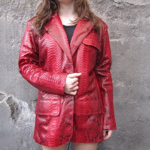 Red Python Leather Women Blazer Leather Classic Fitted Blazer - Etsy