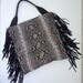 Python Leather Fringe Tote Bag Slouchy Boho Fringe Bag - Etsy