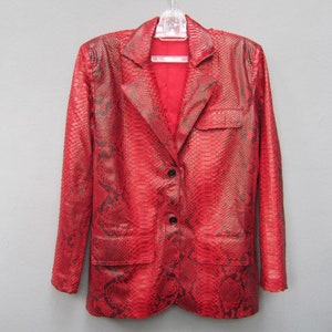 Red Python Leather Women Blazer Leather Classic Fitted Blazer - Etsy