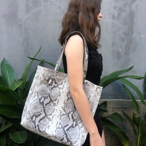 Natural Python Leather Soft Tote Bag Slouchy Leather Tote Bag - Etsy
