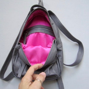 Grey Leather Slouchy Mini Backpack Small Leather Backpack - Etsy