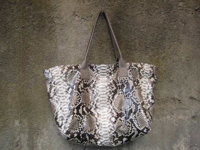 Natural Color Python Leather Tote Bag Slouchy Soft Python | Etsy