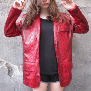 Red Python Leather Women Blazer Leather Classic Fitted Blazer - Etsy