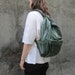 Dark Green Soft Leather Slouchy Backpack Unisex Backpack - Etsy