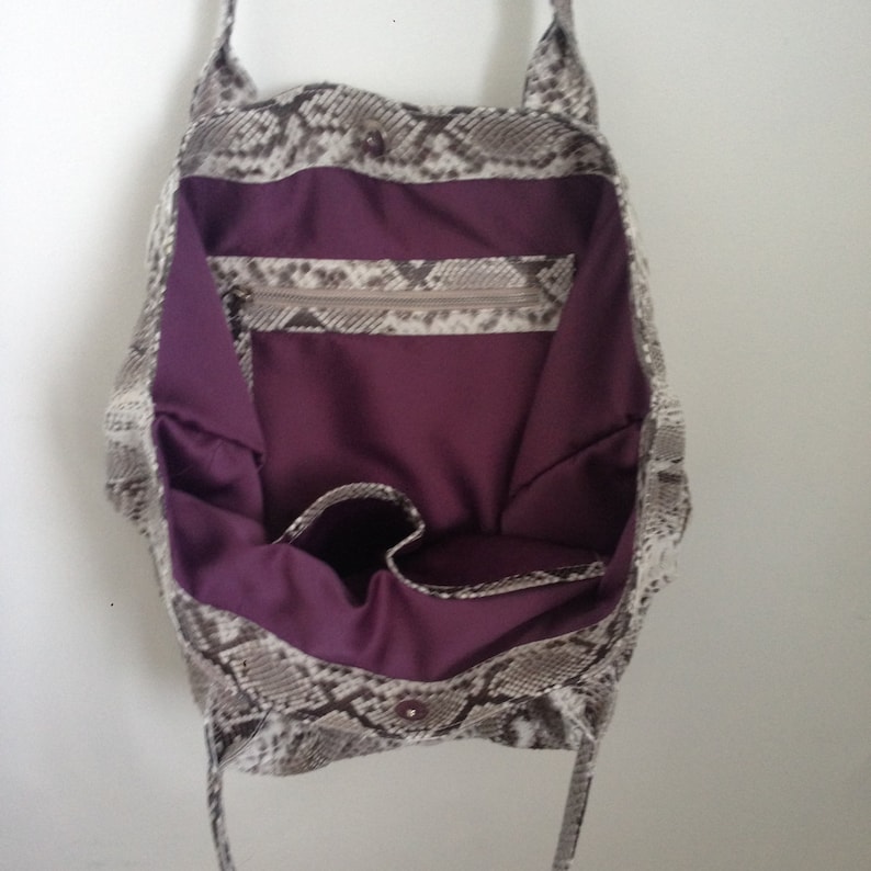 Natural Color Python Leather Tote Bag Slouchy Soft Python | Etsy