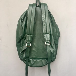 Dark Green Soft Leather Slouchy Backpack Unisex Backpack - Etsy