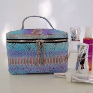 Python Leather Cosmetic Make up Case Leather Travel Accessory - Etsy