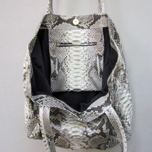 Natural Python Leather Soft Tote Bag Slouchy Leather Tote Bag - Etsy