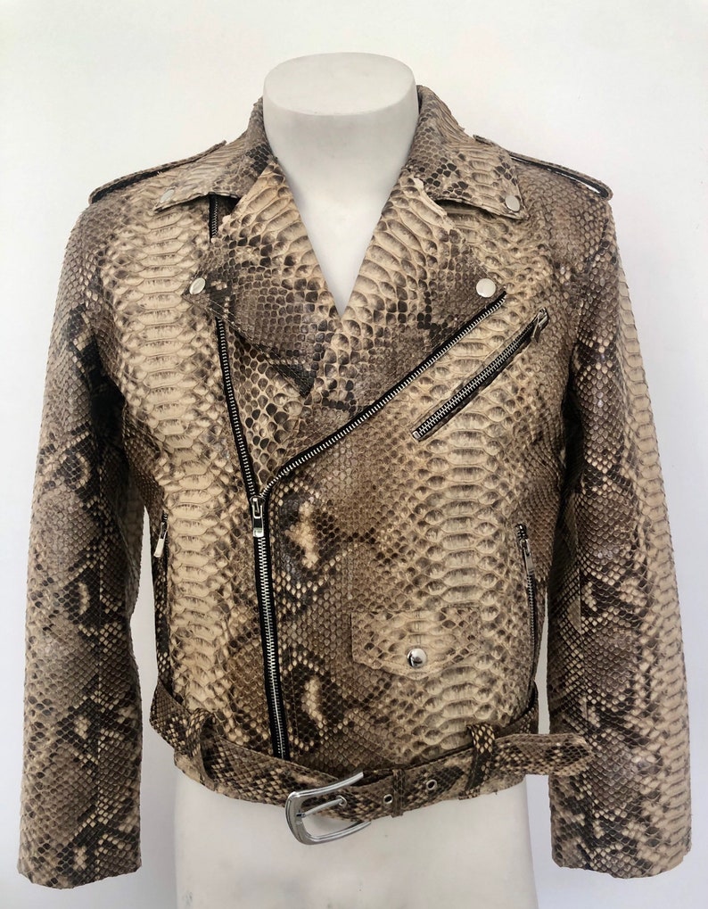 Genuine Python Leather Biker Jacket Men Leather Moto Jacket - Etsy