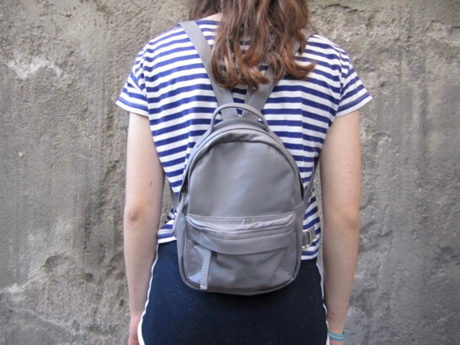 Grey Leather Slouchy Mini Backpack Small Leather Backpack | Etsy