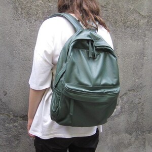 Dark Green Soft Leather Slouchy Backpack Unisex Backpack - Etsy
