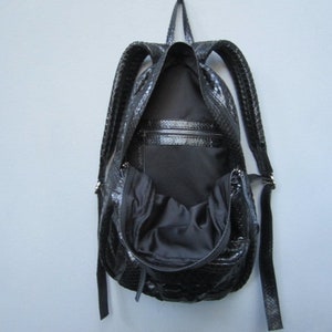 Black Python Leather Small Backpack, Slouchy Leather Backpack Women ...