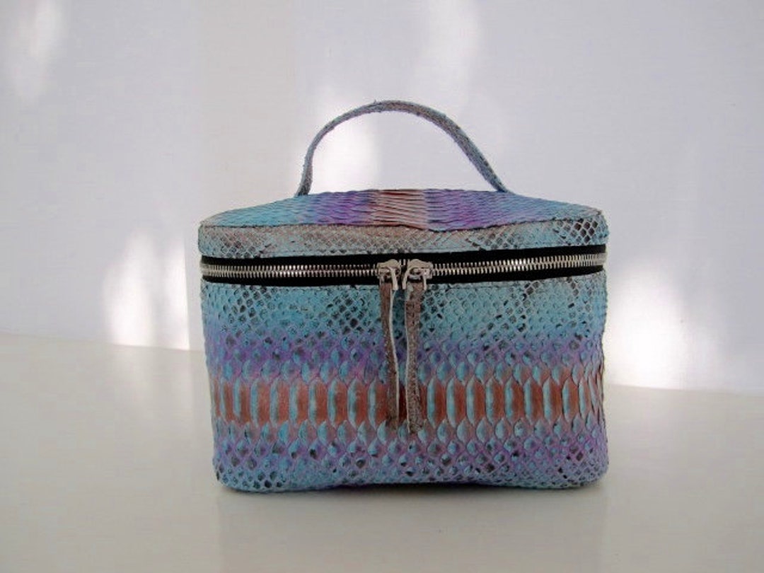 Python Leather Cosmetic Make up Case Leather Travel Accessory - Etsy