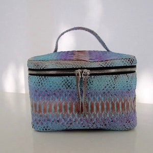 Python Leather Cosmetic Make up Case Leather Travel Accessory - Etsy