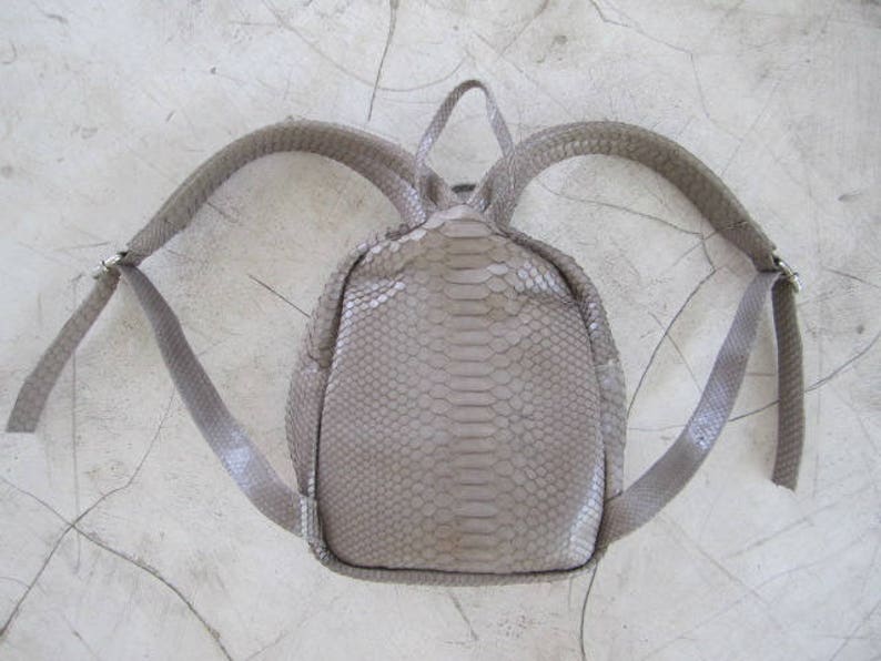 Small Beige Python Leather Backpack Women Mini Leather | Etsy