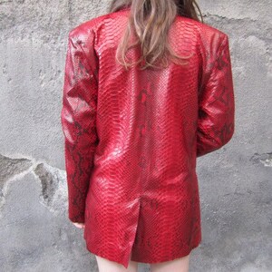 Red Python Leather Women Blazer Leather Classic Fitted Blazer - Etsy