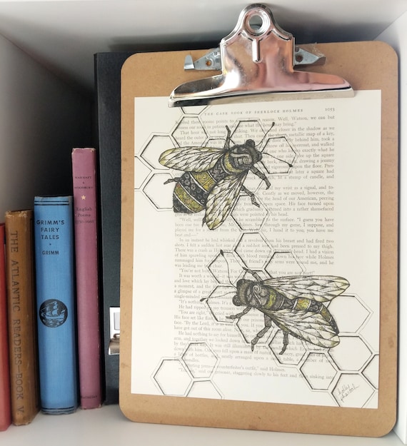 Bees on Sherlock Holmes Bees Honeycomb Art Bees on Honeycomb | Etsy