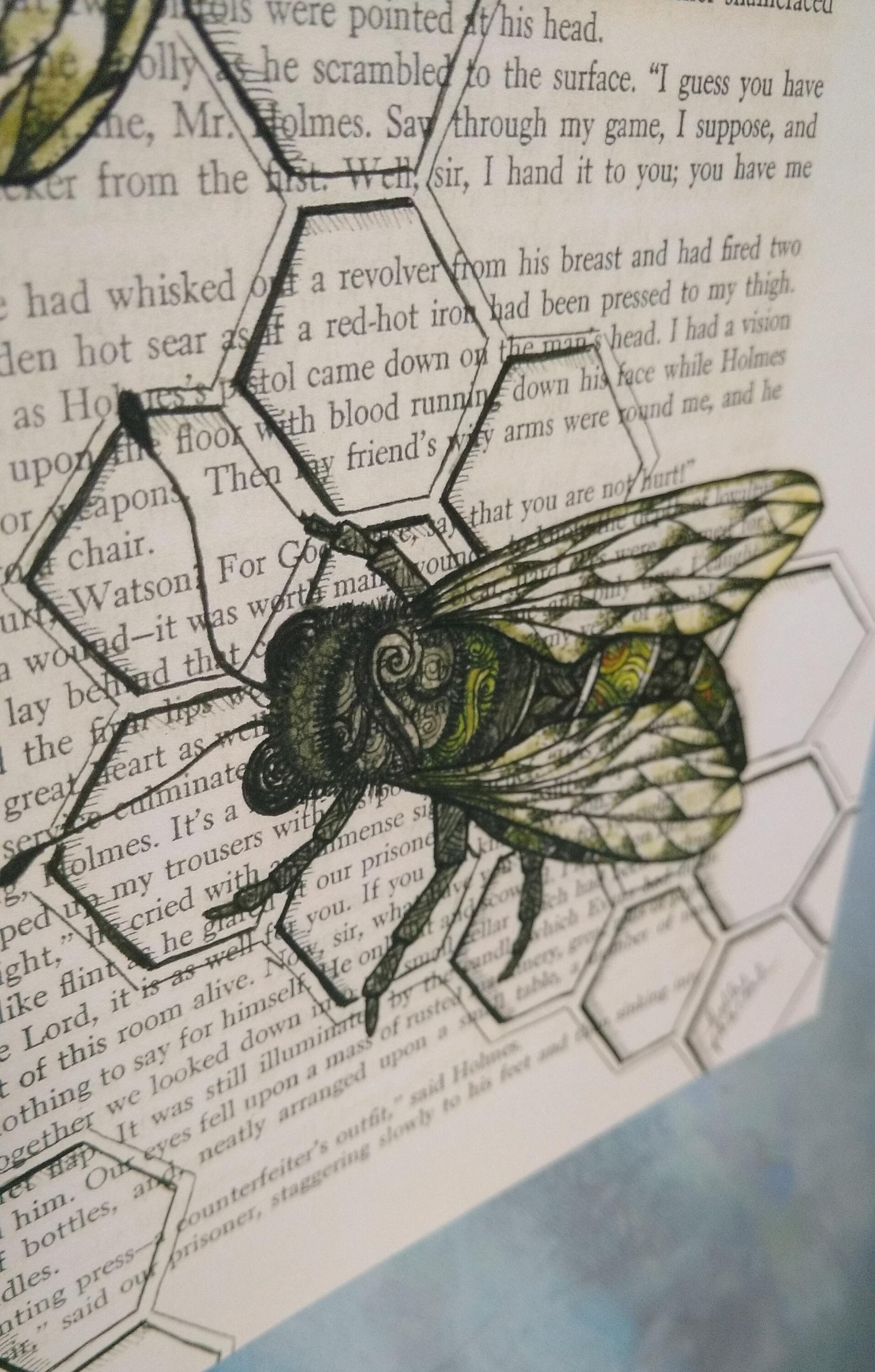 Bees on Sherlock Holmes Bees Honeycomb Art, Bees on Honeycomb, Bee Art ...