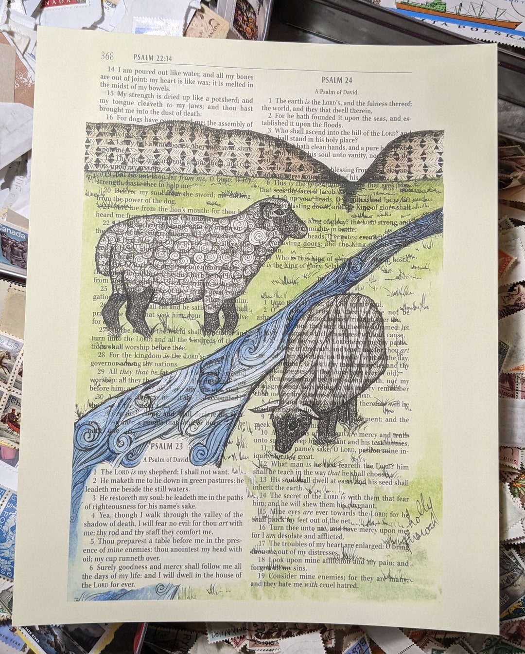 Lord is My Shepherd, Psalm 23 Sheep Art, Bible Art, Scripture Art ...