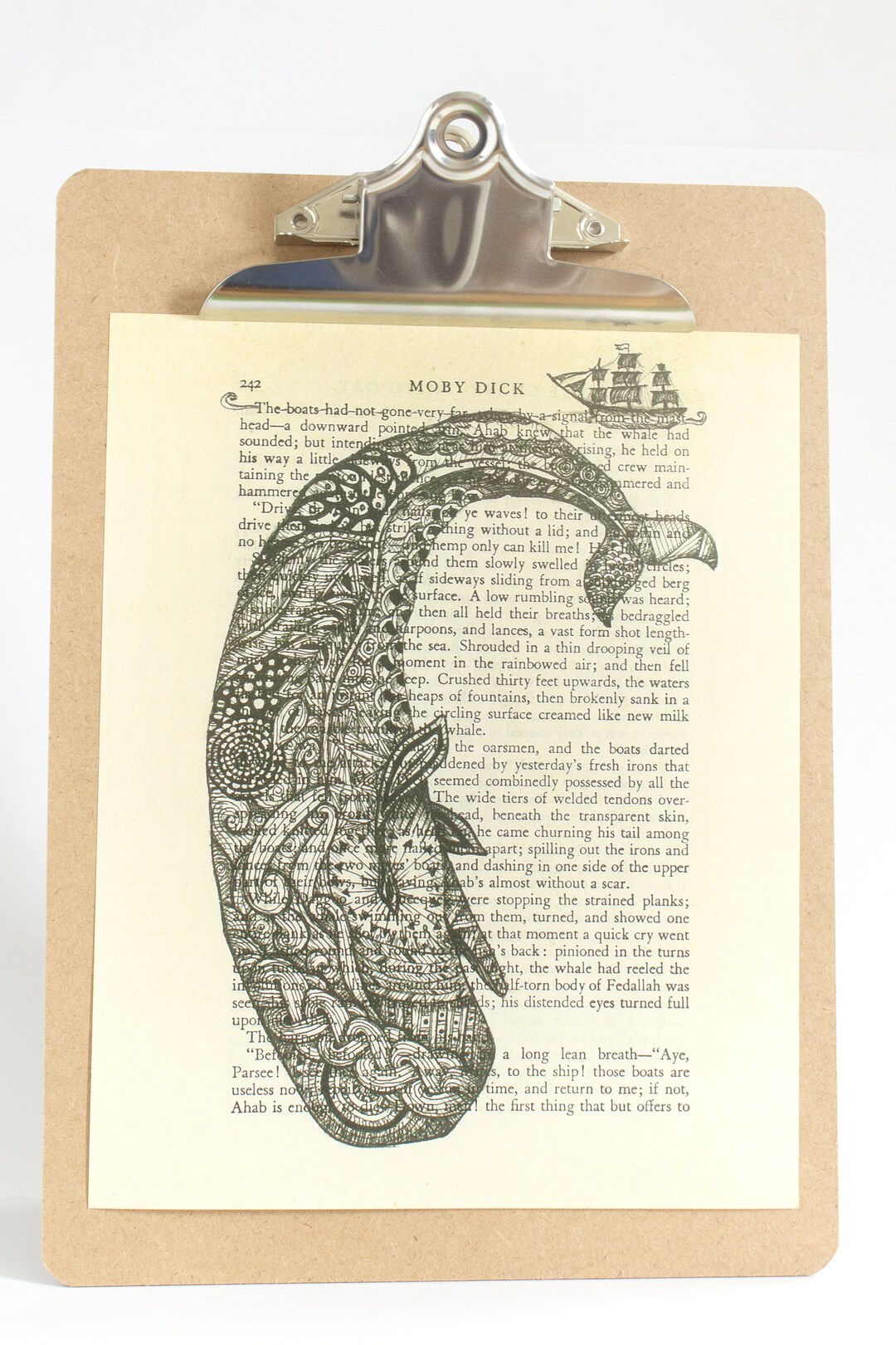 Moby Dick Whale, Book Art Print, Whale Art, Literature Art, Book Page ...