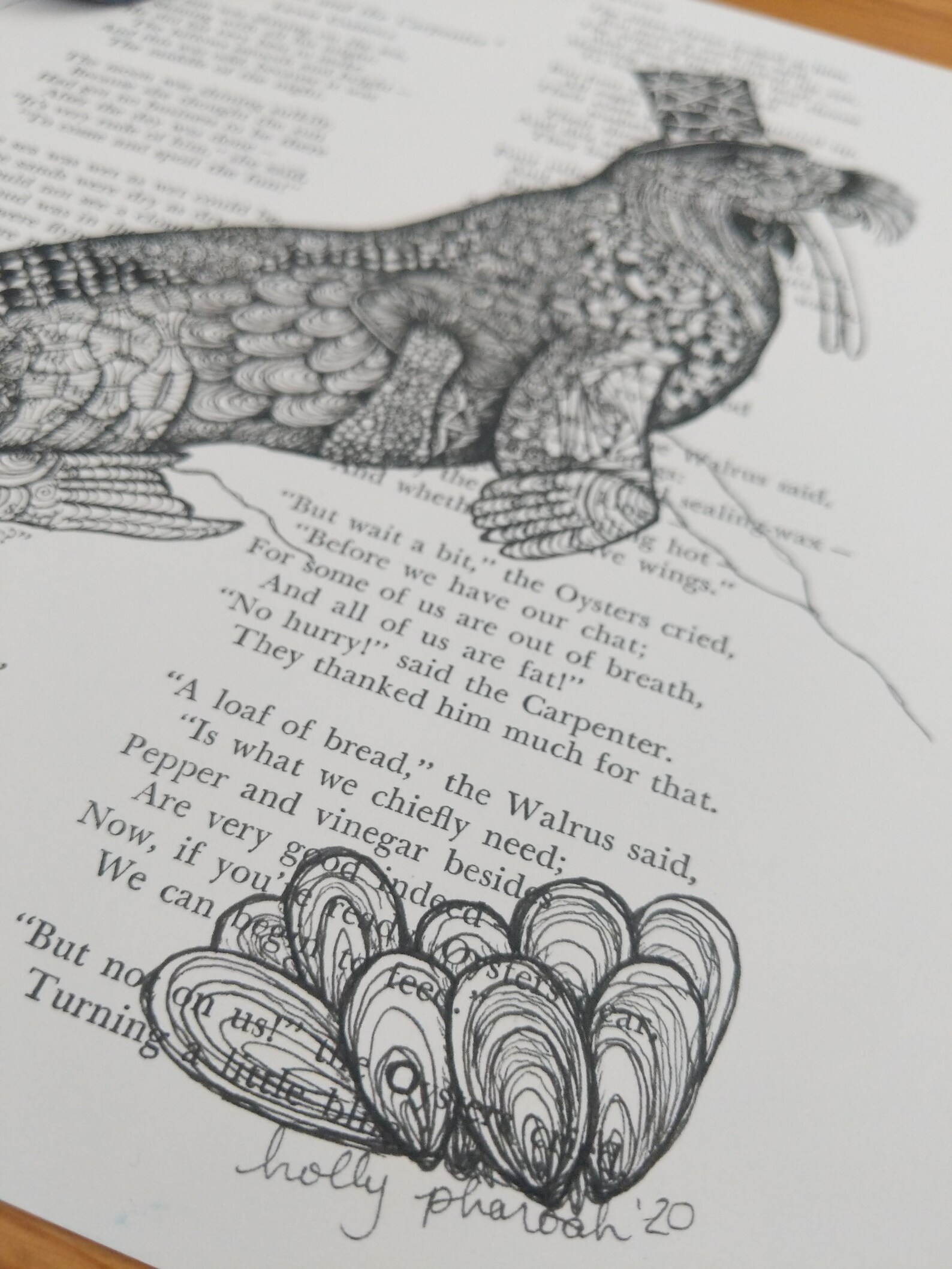 Walrus and the Carpenter Ink Illustration, Walrus Art, Lewis Carroll ...