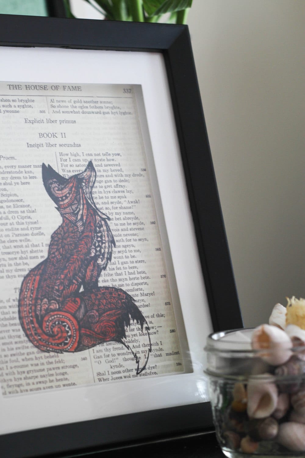 Fox Print of Ink Drawing on Book Page Fox Art Book Page | Etsy