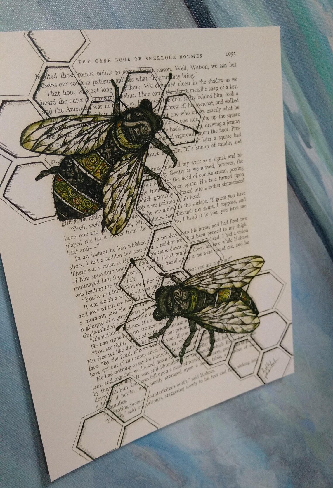 Bees on Sherlock Holmes Bees Honeycomb Art, Bees on Honeycomb, Bee Art ...