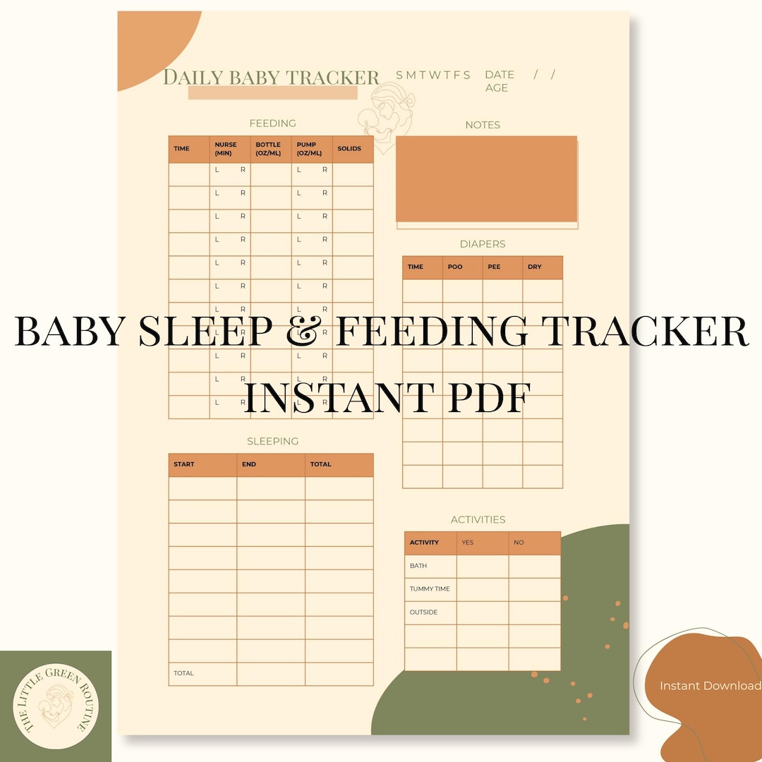 Baby Tracker Printable | Sleeping, Feeding, Diaper, Pumping & Baby Food ...