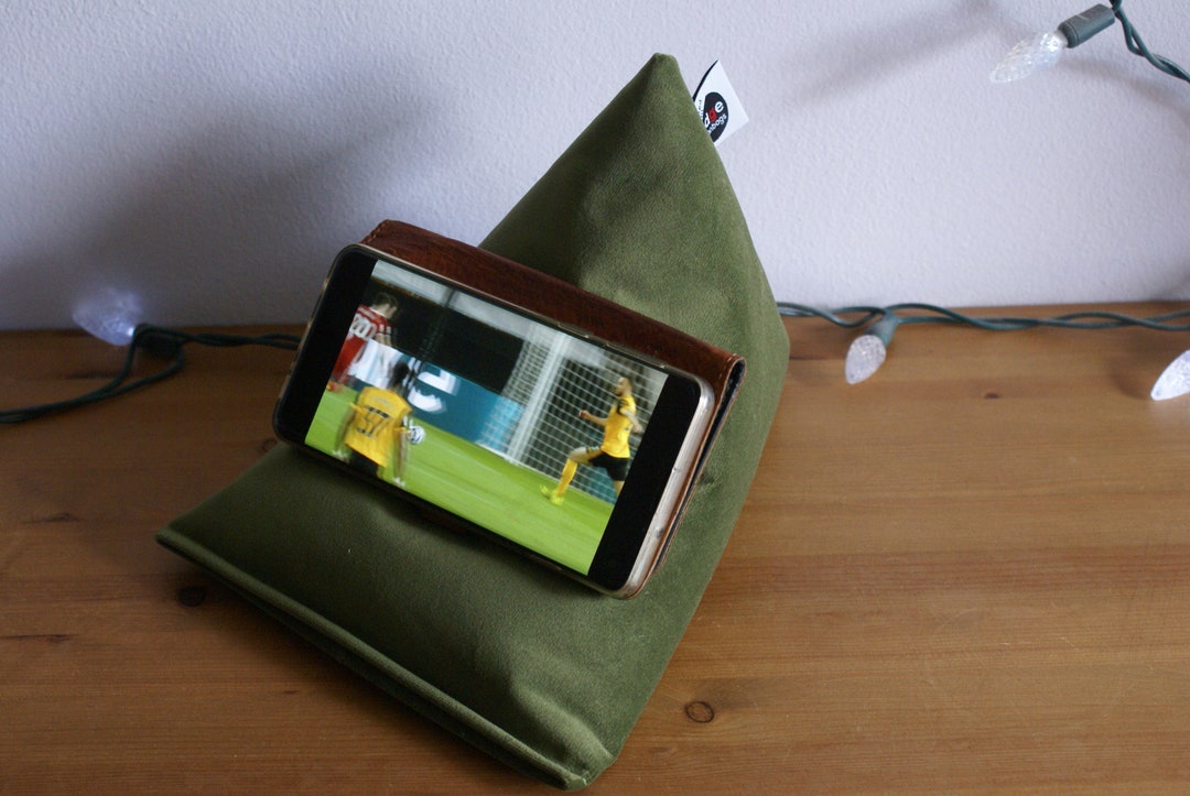 Edge Beanbags Olive Green Velvet Techbed Mini Mobile Phone Beanbag ...