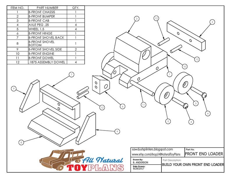 Wood Toy Plan - Small Vehicle: Front End Loader - Etsy
