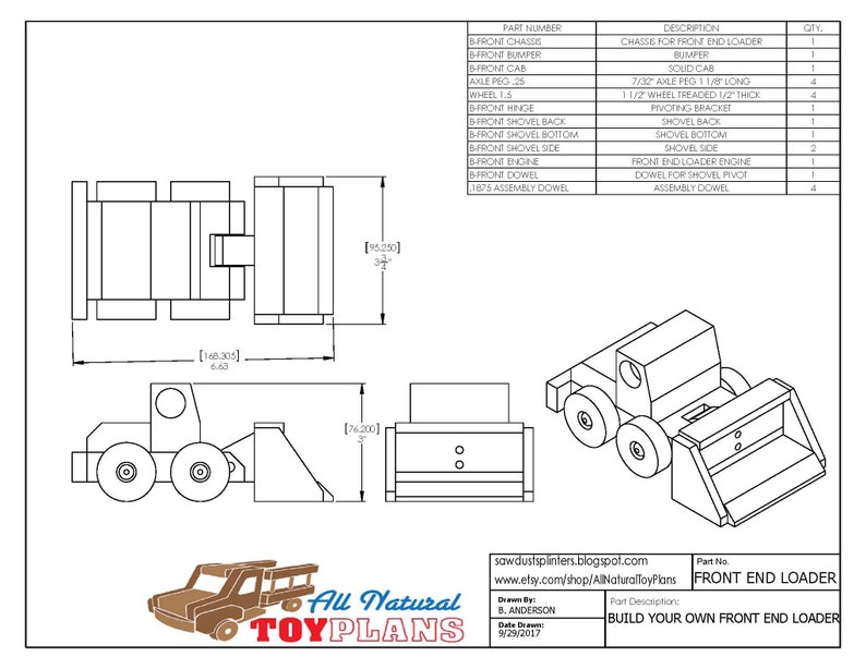 Wood Toy Plan - Small Vehicle: Front End Loader - Etsy