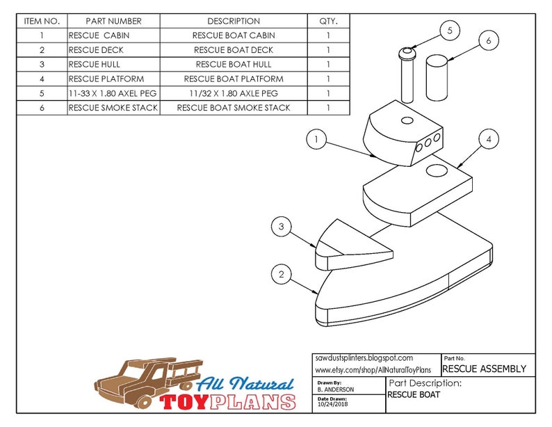 Wood Toy Plan - Small Rescue Boat - Etsy