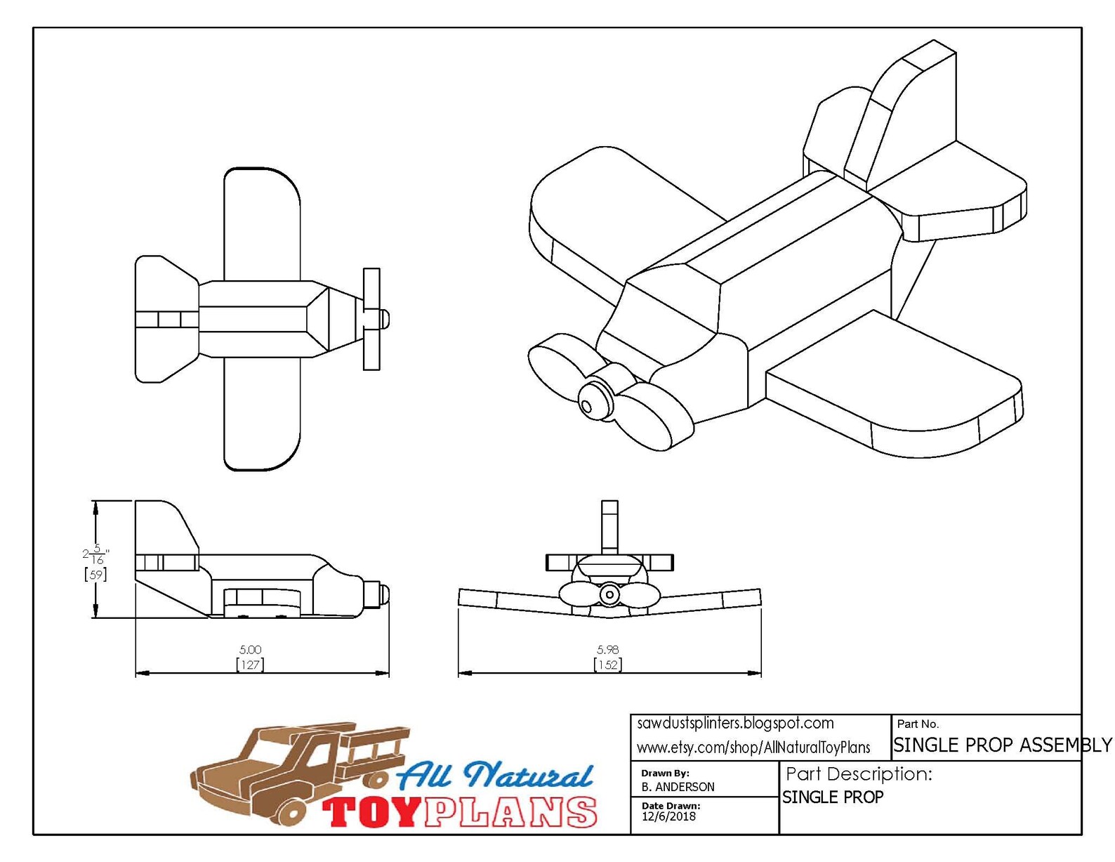 Wood Toy Plan - Small Plane - Single Prop - Etsy