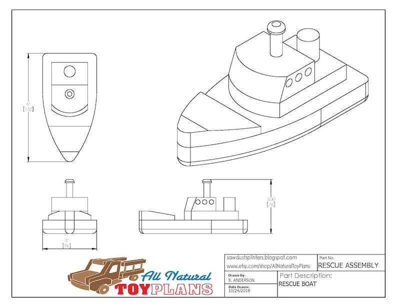 Wood Toy Plan - Small Rescue Boat - Etsy