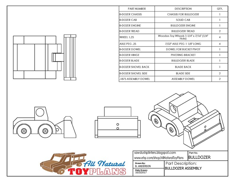 Wood Toy Plan - Small Vehicle: Bulldozer - Etsy