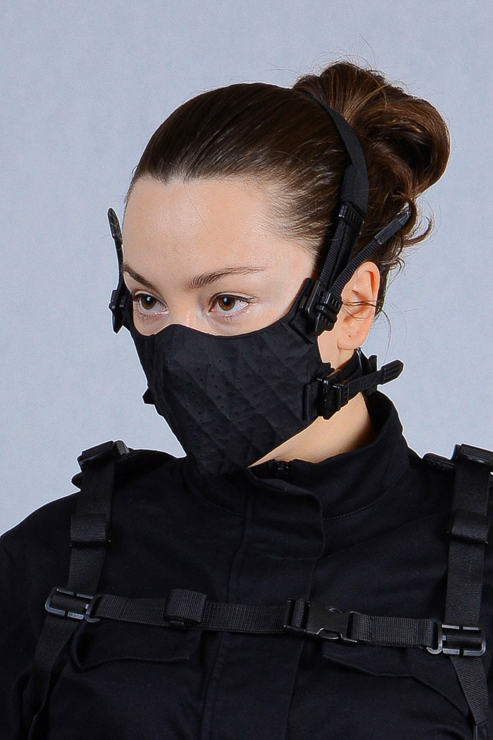 Cyberpunk face mask Techwear black mask Burning man mask | Etsy