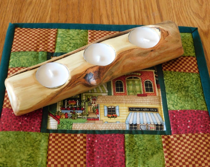 Tea Light Log Candle Holder Aspen Wood Three Tea Light - Etsy
