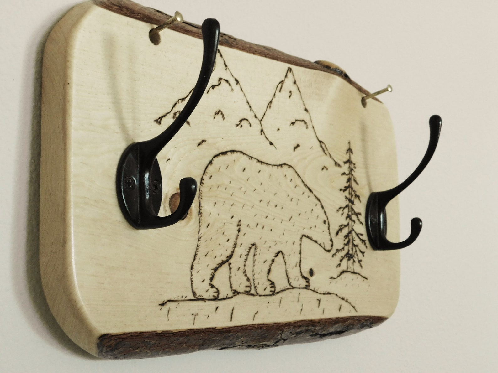 Log Coat Rack Log Towel Rack Wood Hat Rack Rustic Lodge - Etsy