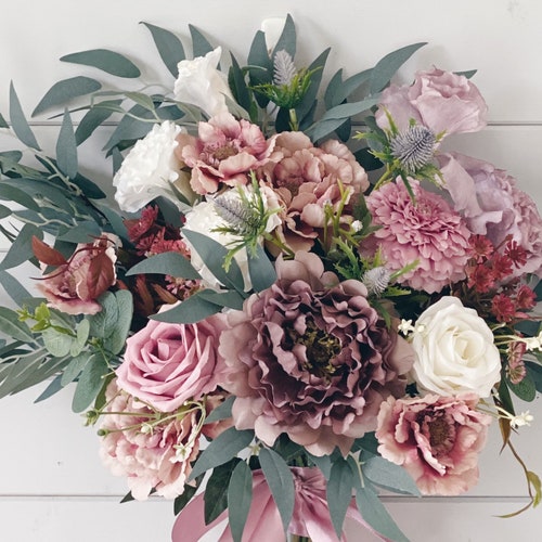 Dusty Pink Bridal Bouquet Classic Wedding Rose Bouquet | Etsy