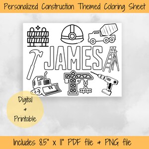 Construction Themed Coloring Page Digital or Print - Etsy