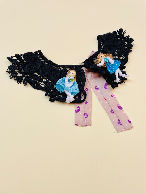 Black crochet collar! Vintage remake collar! Little d… - Gem