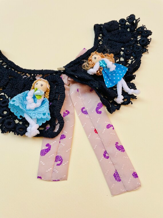 Black crochet collar! Vintage remake collar! Little d… - Gem