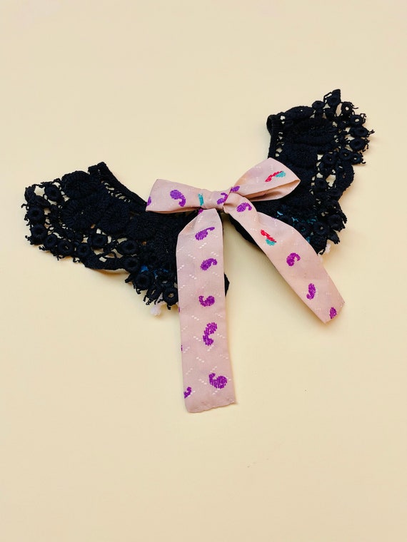 Black crochet collar! Vintage remake collar! Little d… - Gem